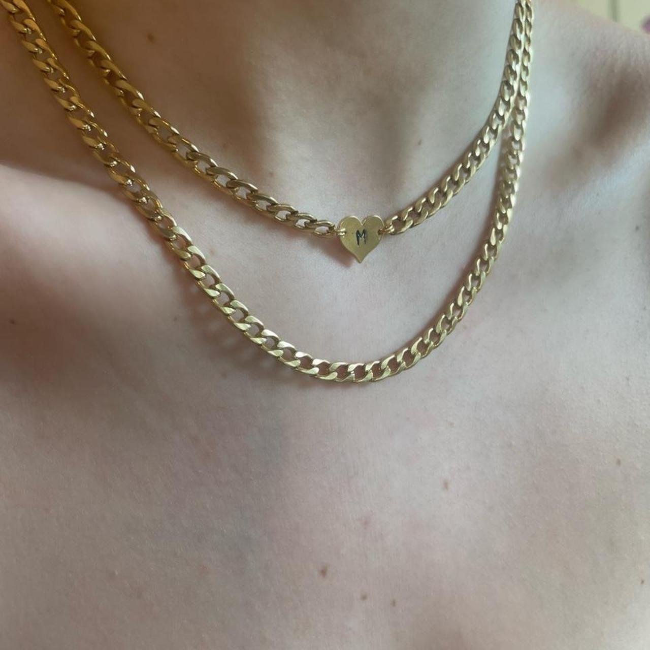 Double chain necklace 4mm stainless steel belcher... - Depop