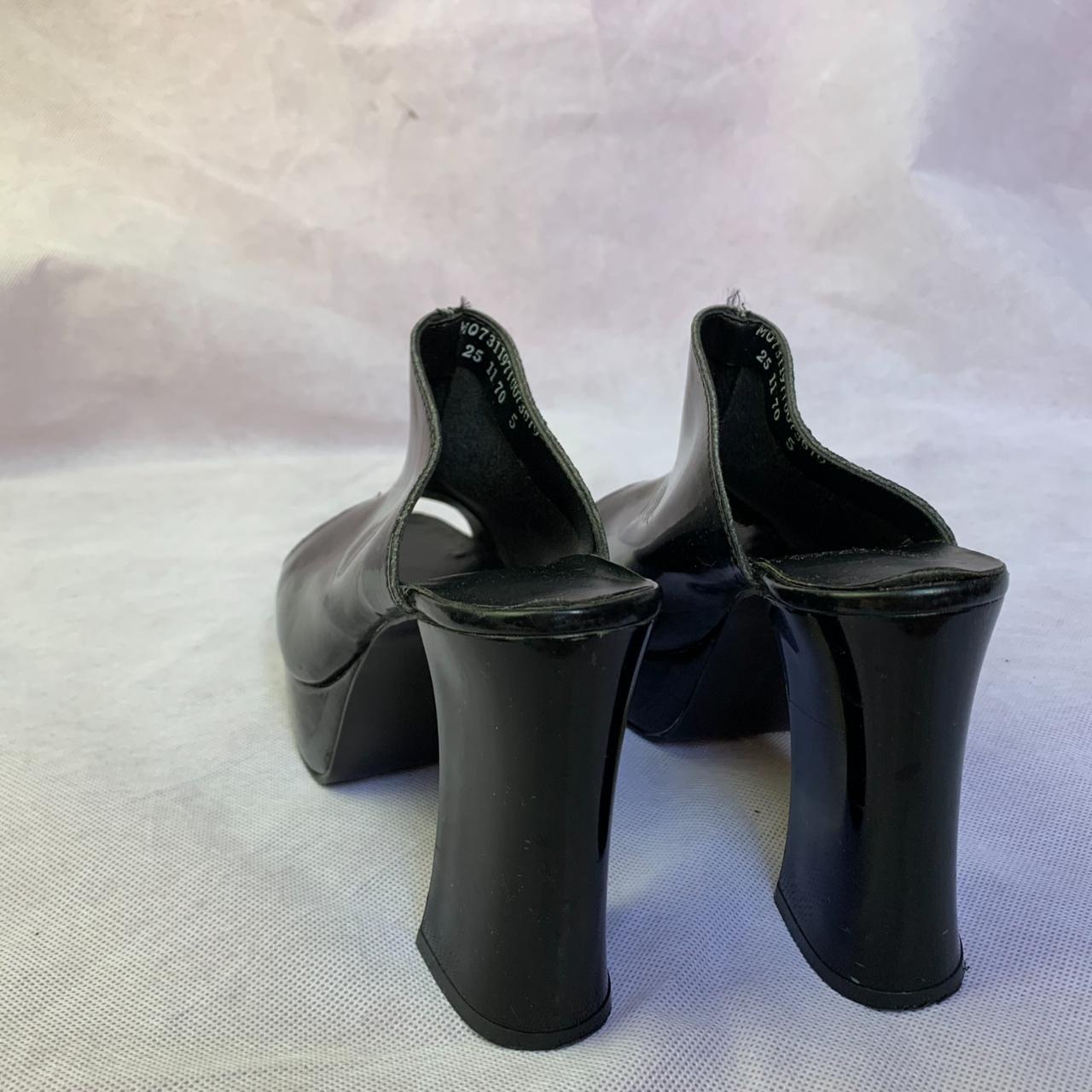 Genuine 90s Vintage Black Platform Mules Chunky... - Depop