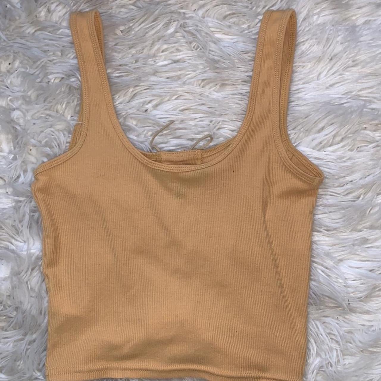 Cute mustard yellow cropped tank top Laces tie... - Depop