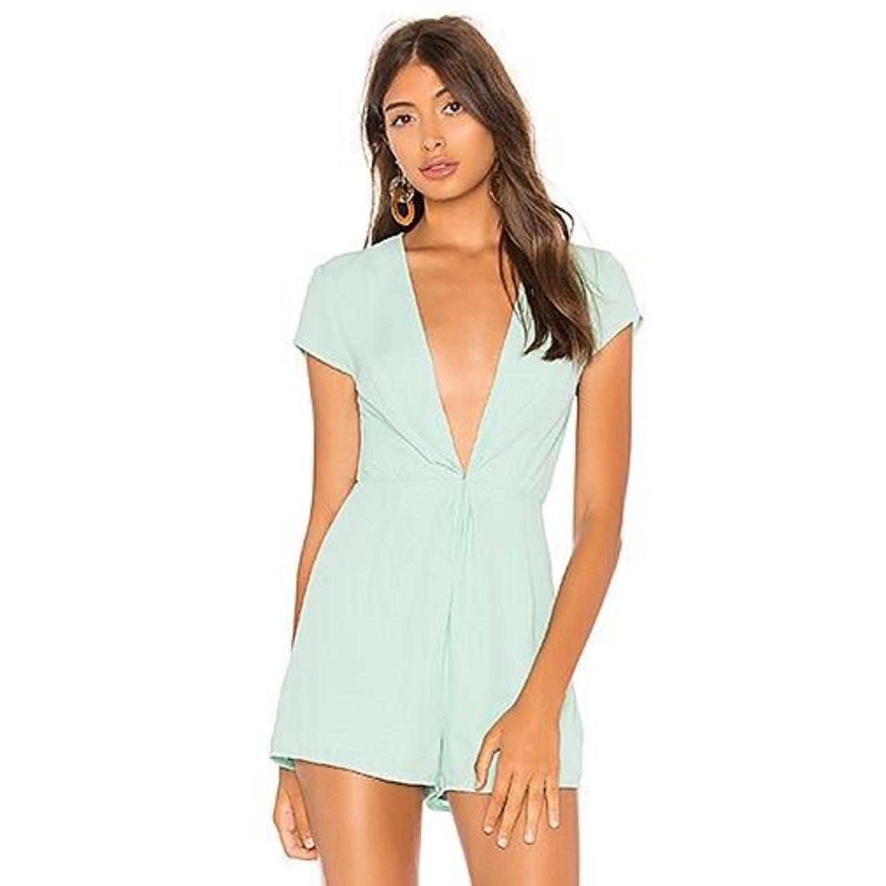 Revolve Nikkie Deep V Playsuit colour “seafoam” Size... - Depop