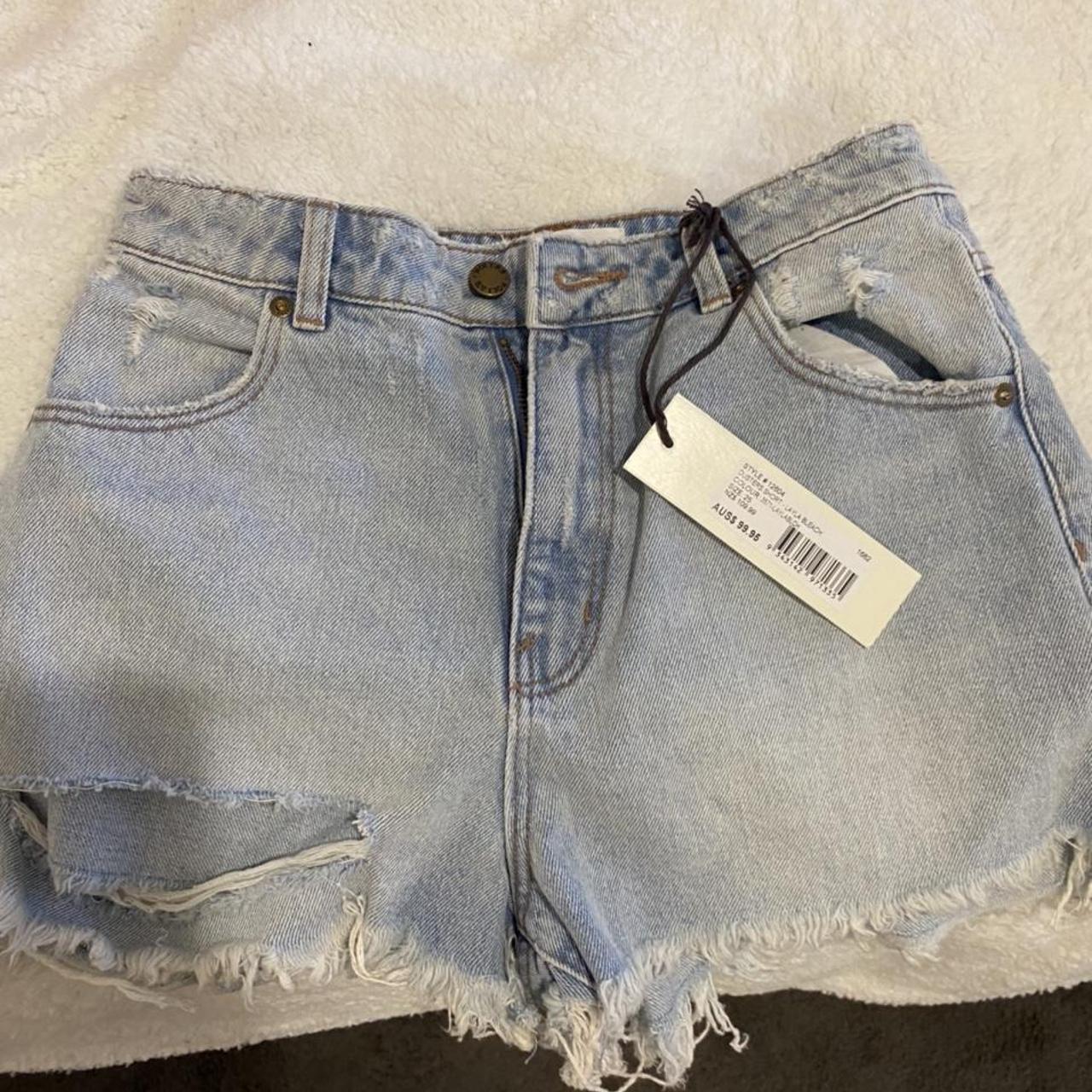 Rollas denim mini shorts with rips high waisted - Depop