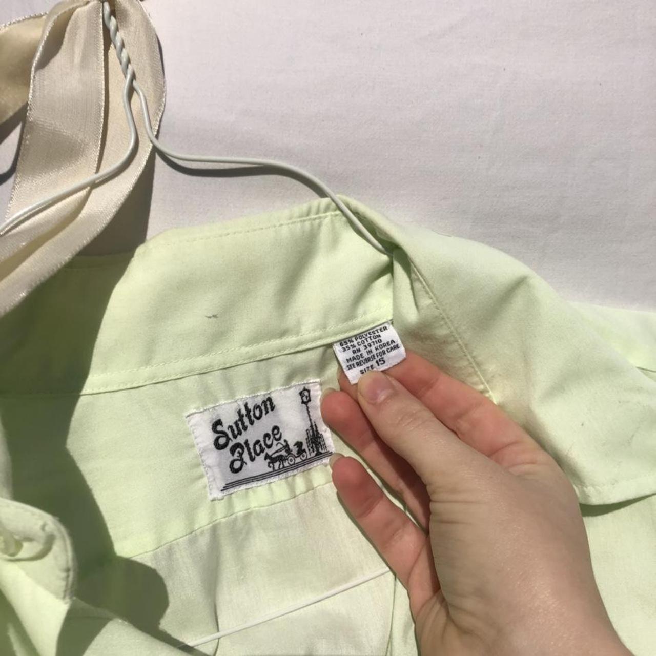 Pastel green short sleeve shirt with pointed collar.... - Depop
