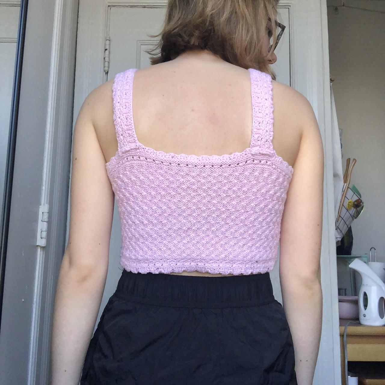 Pink Crochet Crop Top 100 Cotton No Tags Size Xs Depop