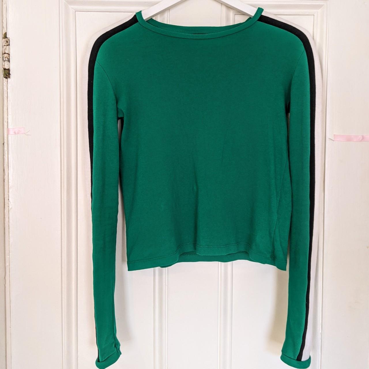 Long sleeved green top from urban with white and... - Depop