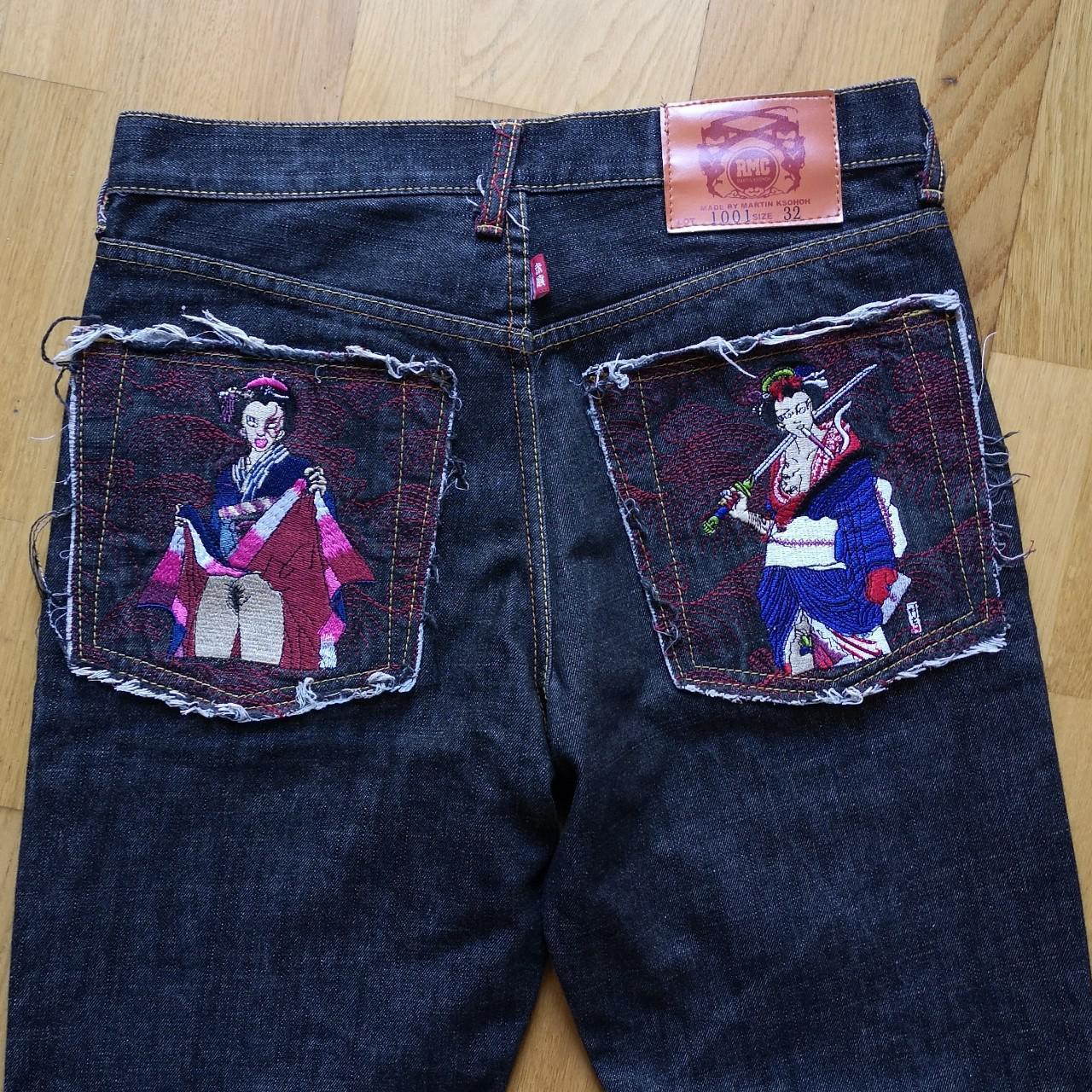 Red monkey company jeans in excellent condition.... - Depop