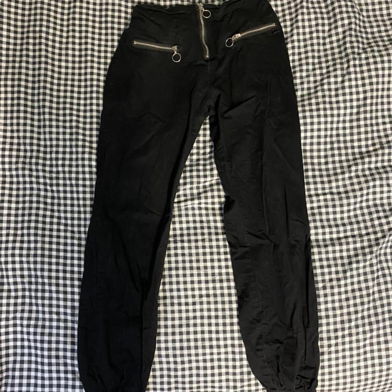 Zip up black cargo pants size 8/10 , worn twice x... - Depop