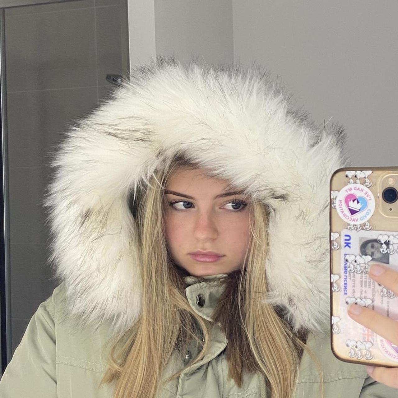 sage green coat // fluffy lining inside // fluffy... - Depop