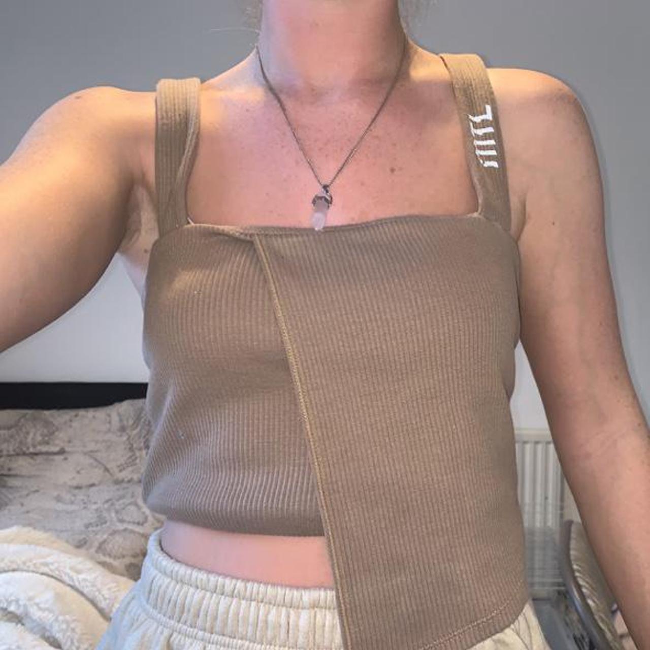 Mars the label brown crop top with strappy detail,... - Depop
