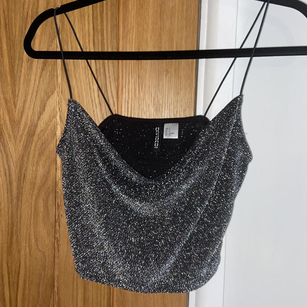 H&M sparkly glitter cowl neck top Size 36 tags:... - Depop