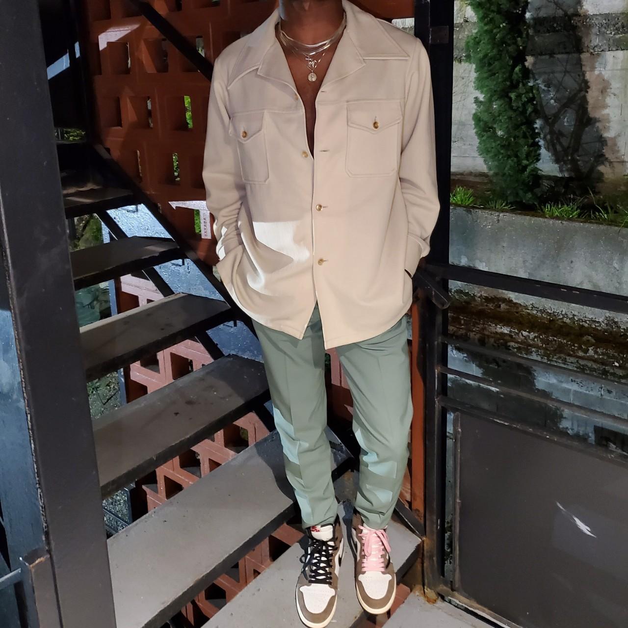 70's button up Cream color SIZE: MXL VIBE 🔥 - Depop