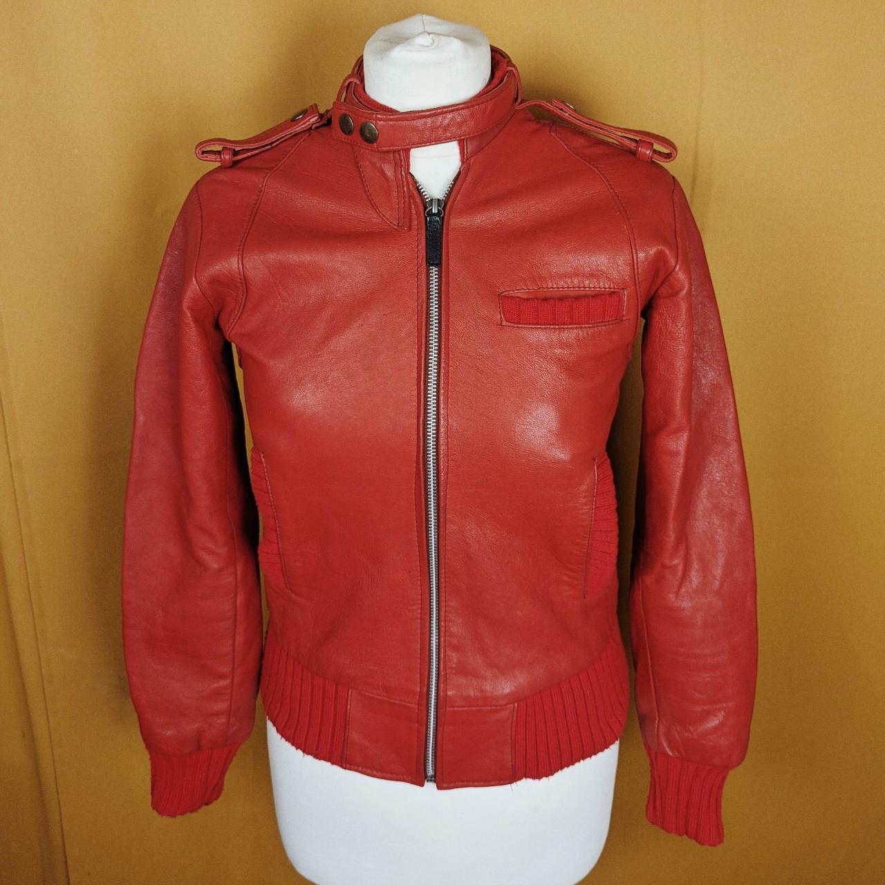 Stunning late 70s early 80s red leather Jacket in... - Depop