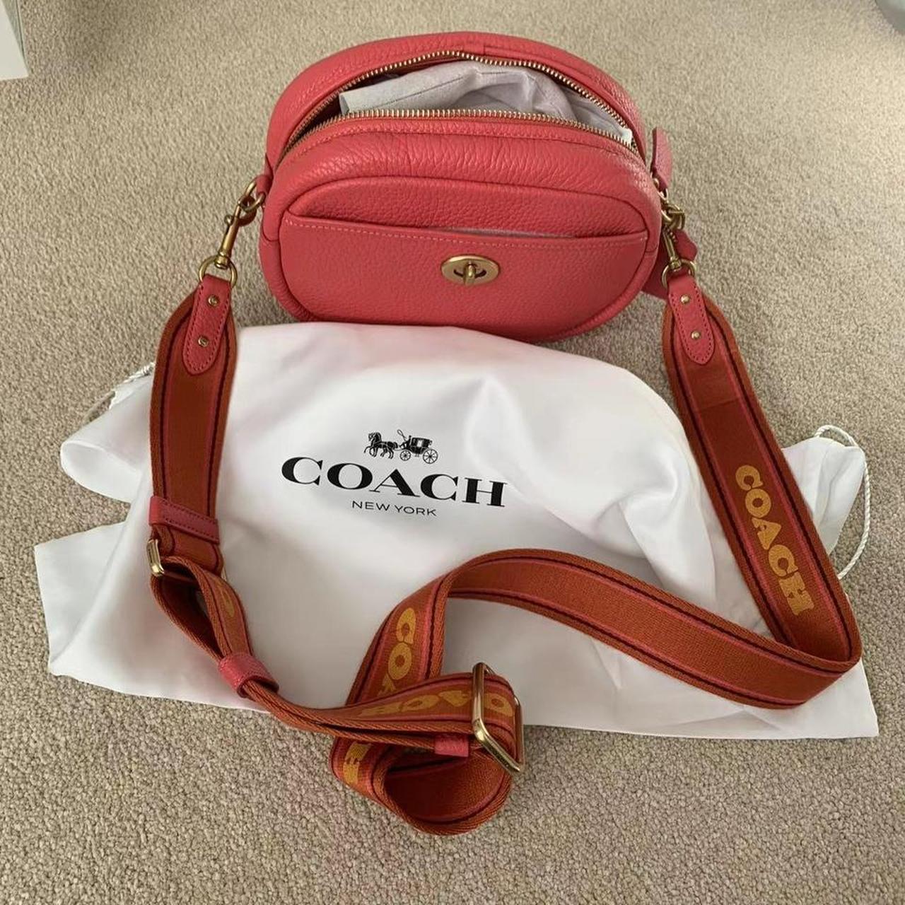 Coach Pink Camera Bag with Webbing Strap Brand new... - Depop