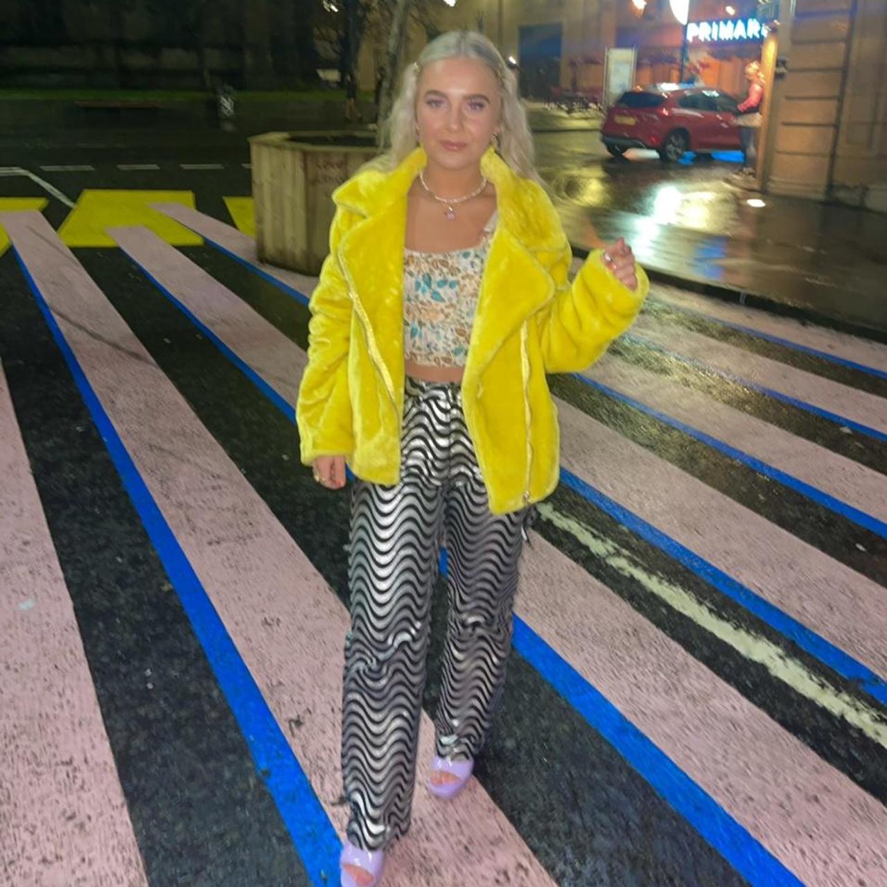 Yellow juicy couture fluffy jacket Pockets and zip... - Depop