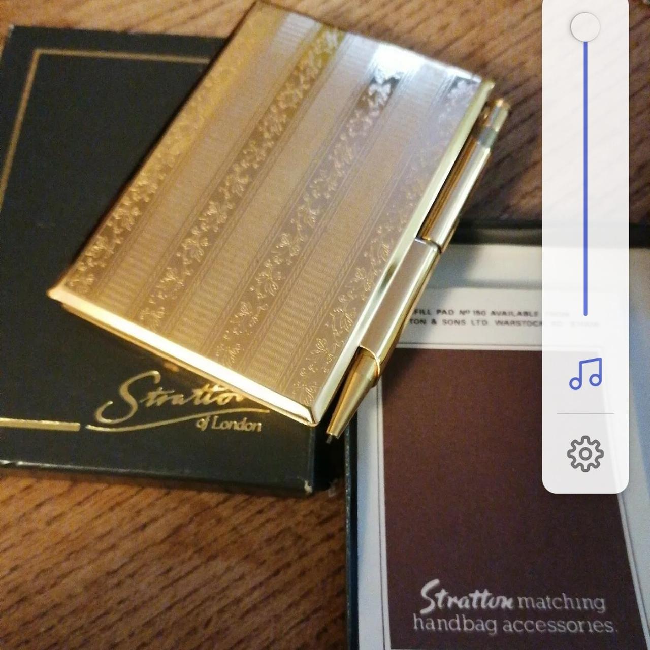 Stratton notebook gilt gold with box and spare pad... - Depop
