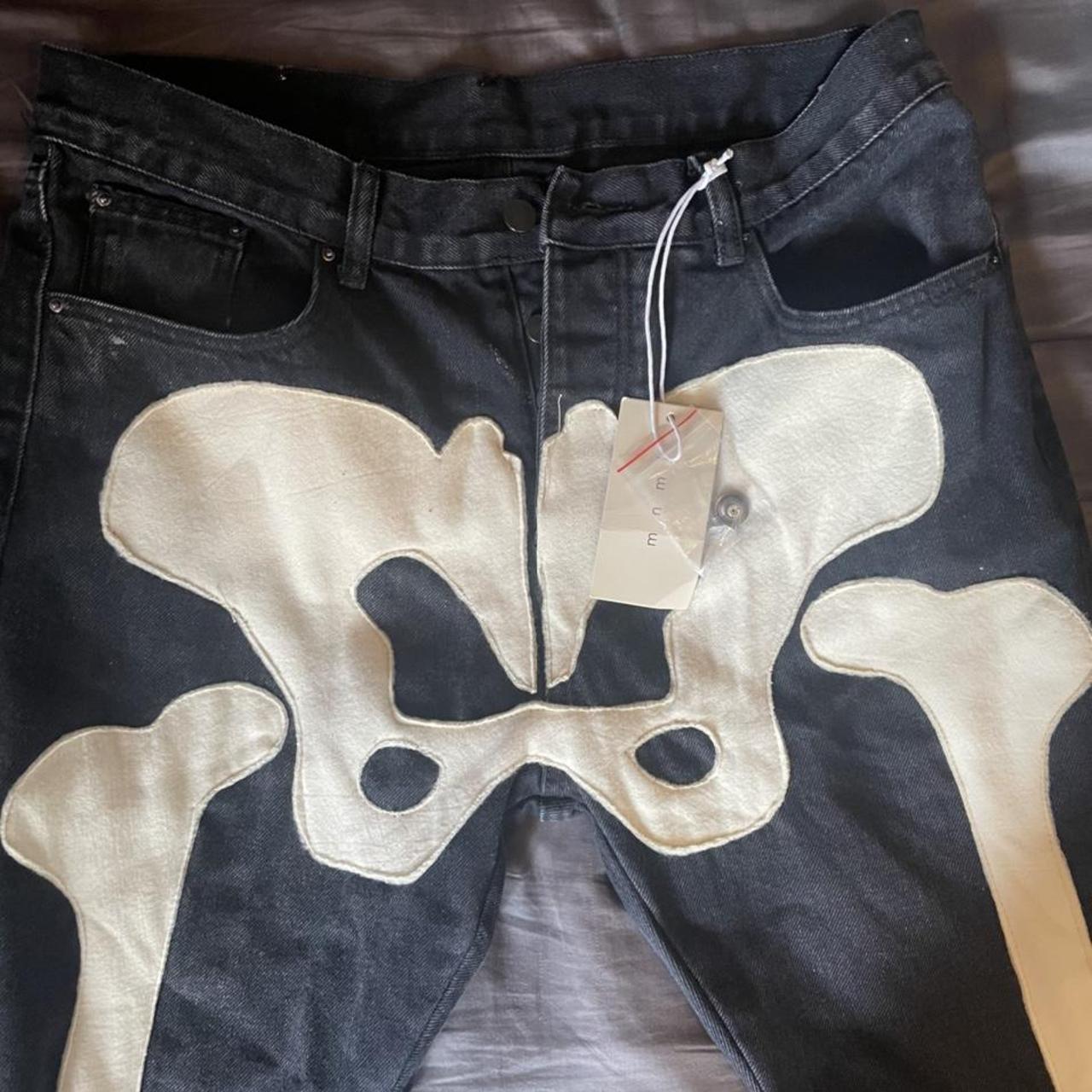 MNML skeleton jeans 10/10 condition only worn once... - Depop