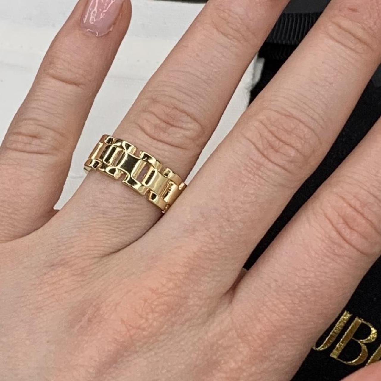 Gold chain link cuff ring Unusual design - like a... - Depop