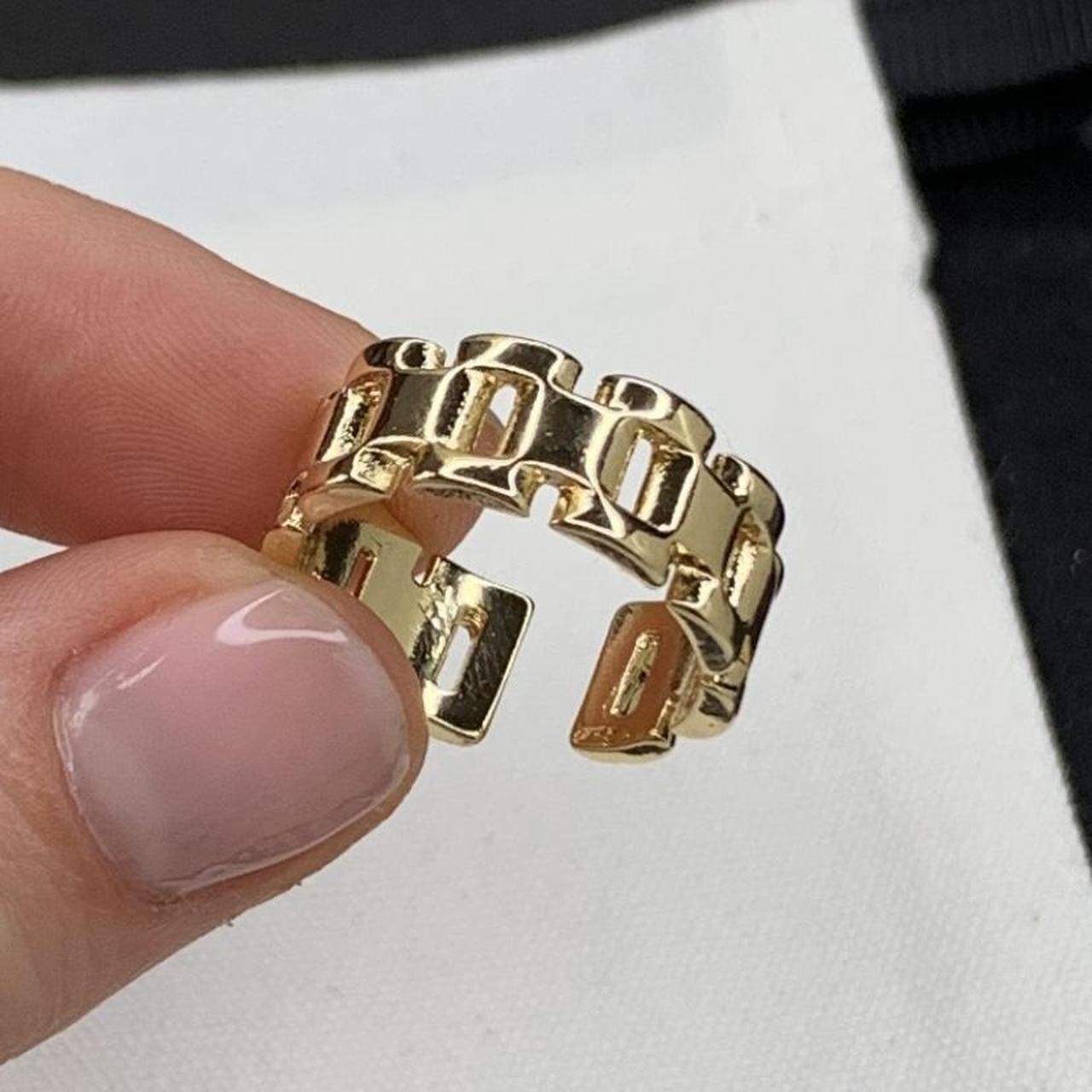 Gold chain link cuff ring Unusual design - like a... - Depop