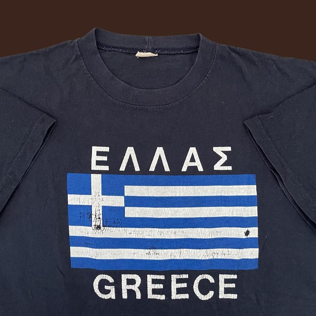 Vintage 90s Ellas Greece t shirt Navy blue shirt... - Depop