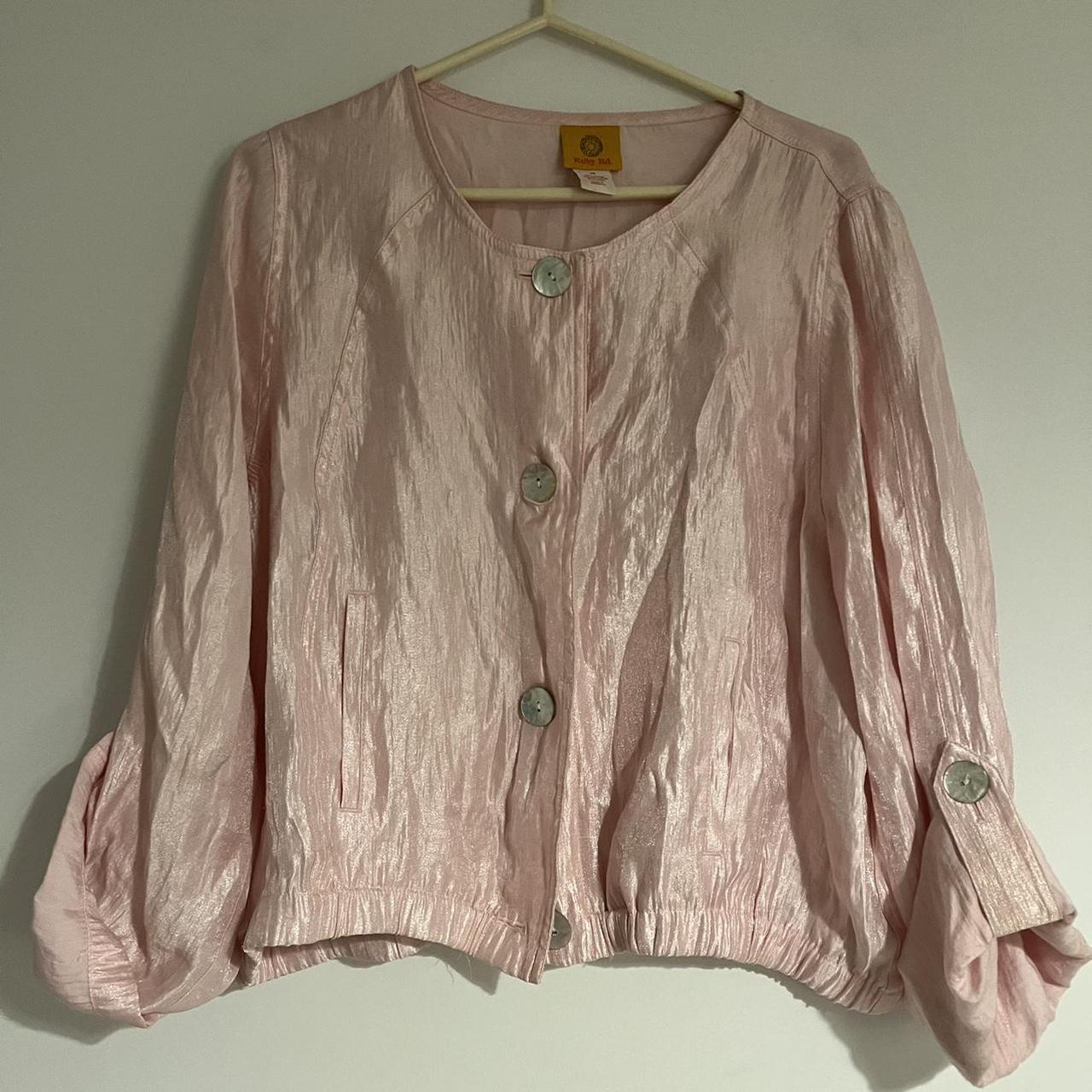 QT blush pink jacket in a satin like fabric. Fabric... - Depop