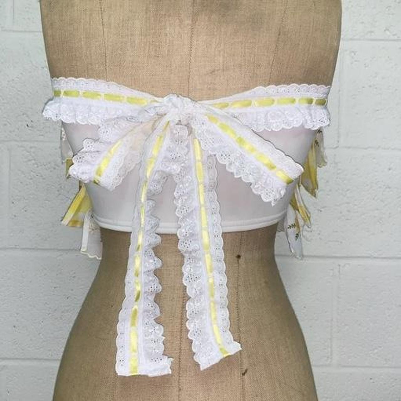 Gorgeous handmade crop top with ruffled broderie and... - Depop