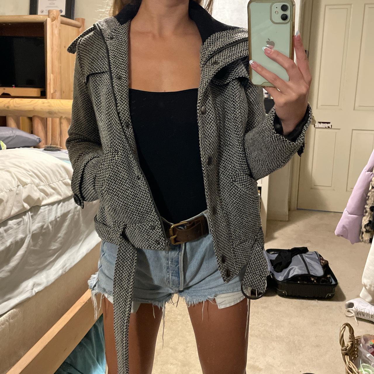 black & white jacket 🦋 sooo warm super cute! size... - Depop