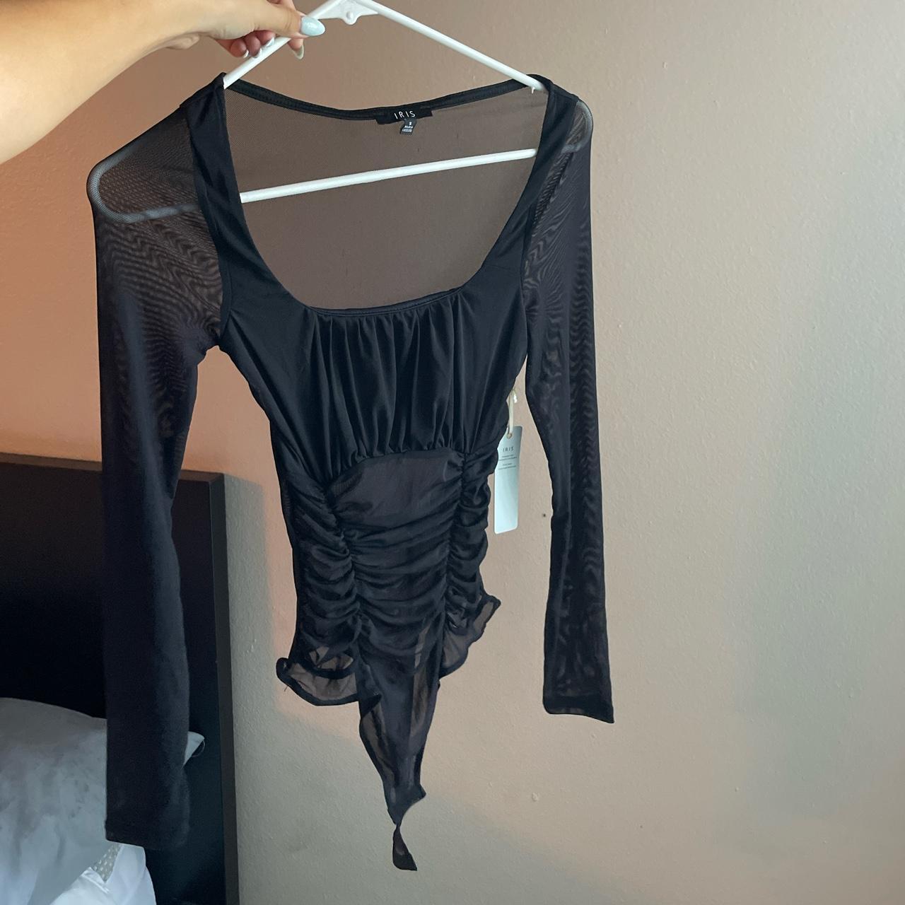 NWT black sheer bodysuit • brand is Iris • snap... - Depop