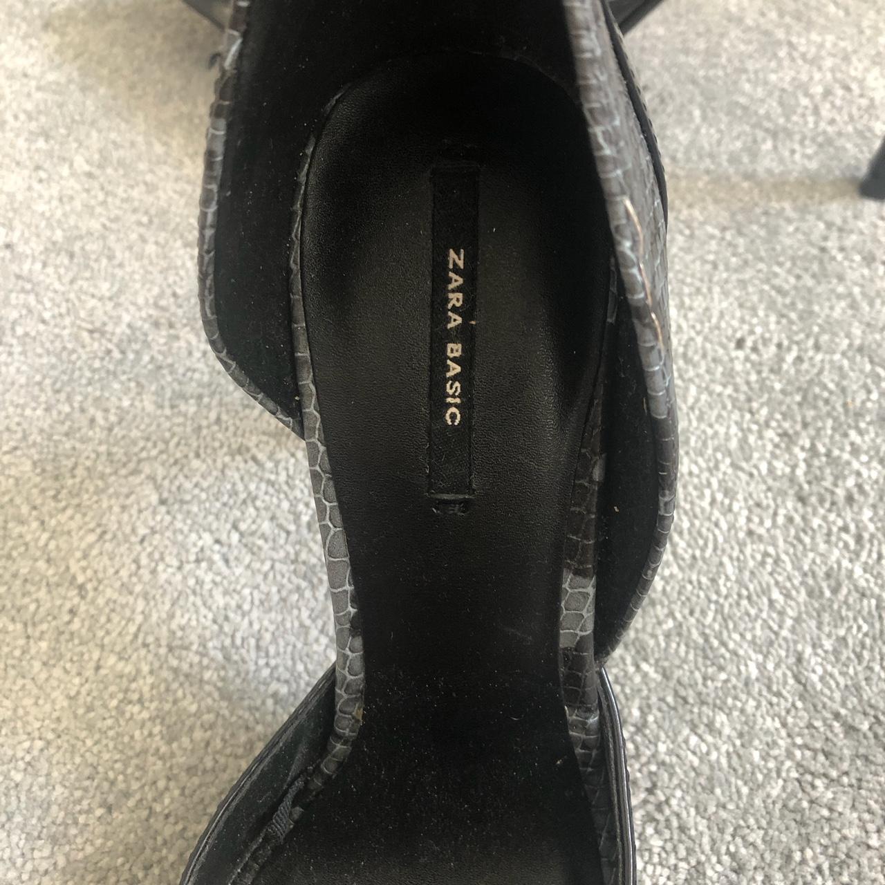 ZARA point black patent and snakeskin stiletto heel... - Depop