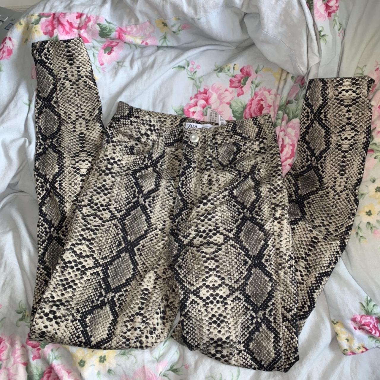 Zara snakeskin jeans / trousers Worn once Perfect... - Depop