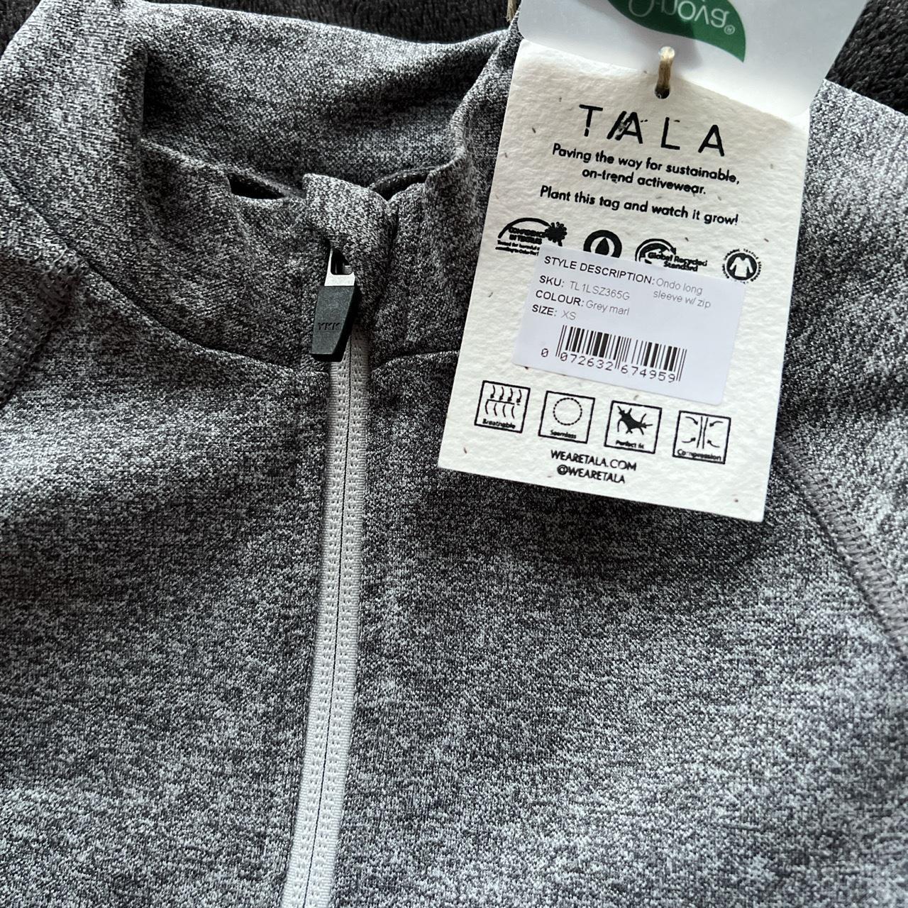 TALA Ondo long sleeve full length gym top Grey Marl... - Depop
