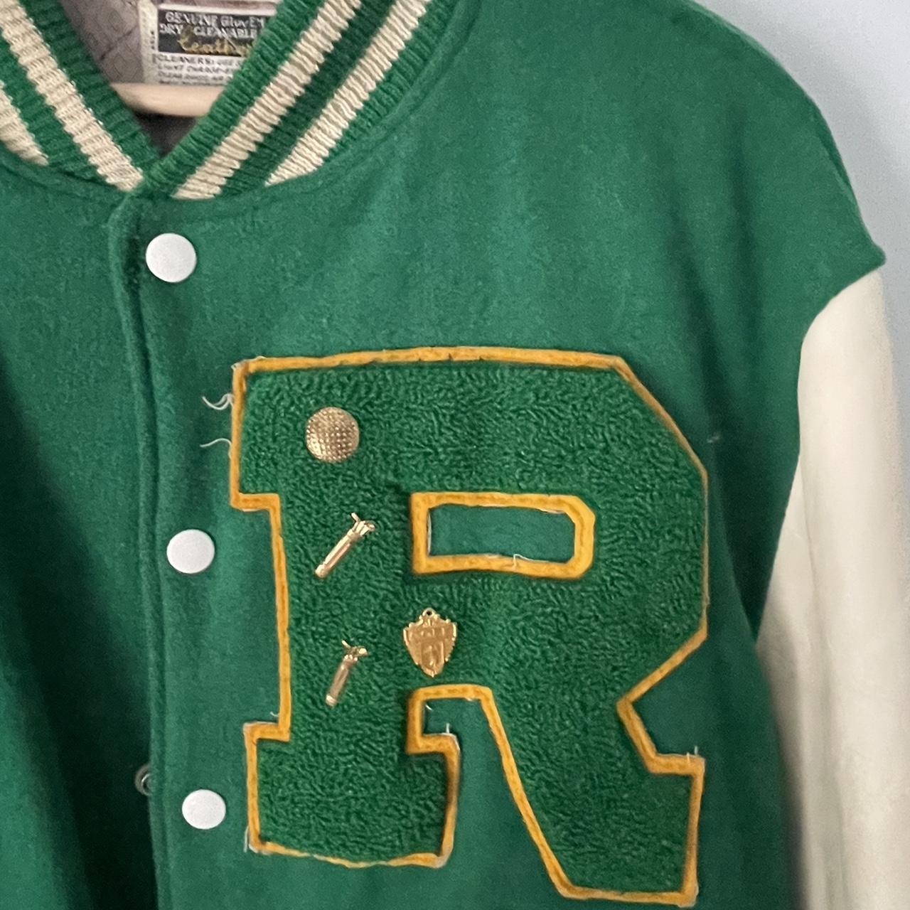 Vintage Varsity College Jacket Real Wool and... - Depop