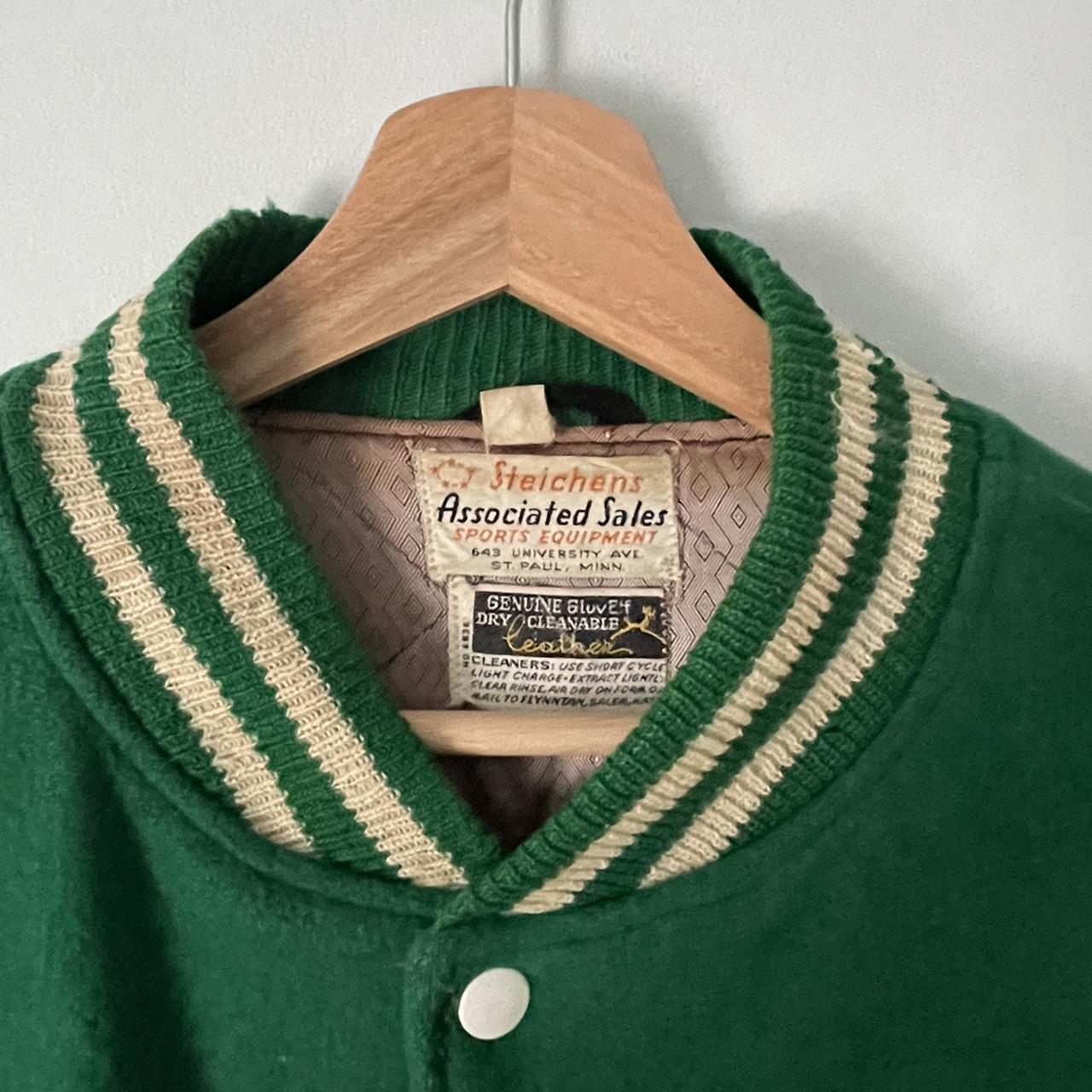 Vintage Varsity College Jacket Real Wool and... - Depop