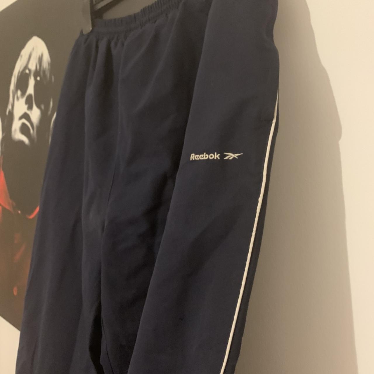 Vintage 90s reebok essential joggers , with a white... - Depop