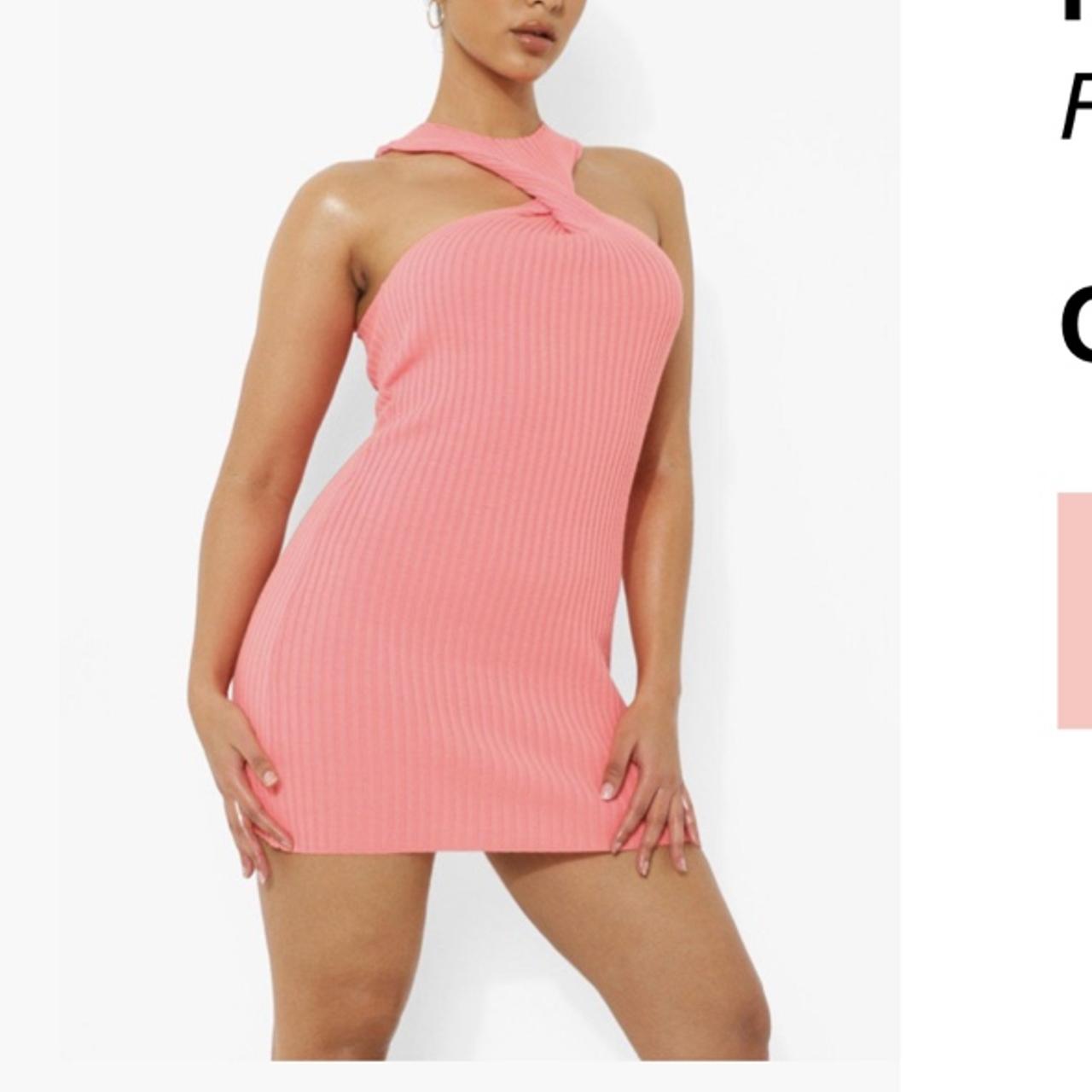 Pink ribbed dress Never worn Size 6 - Depop