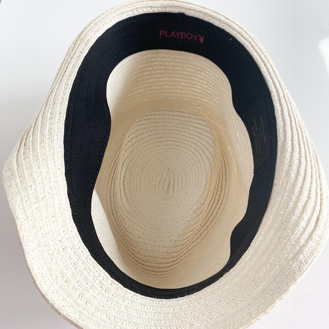 Vintage Authentic Playboy 2000s Straw Fedora Pink... - Depop