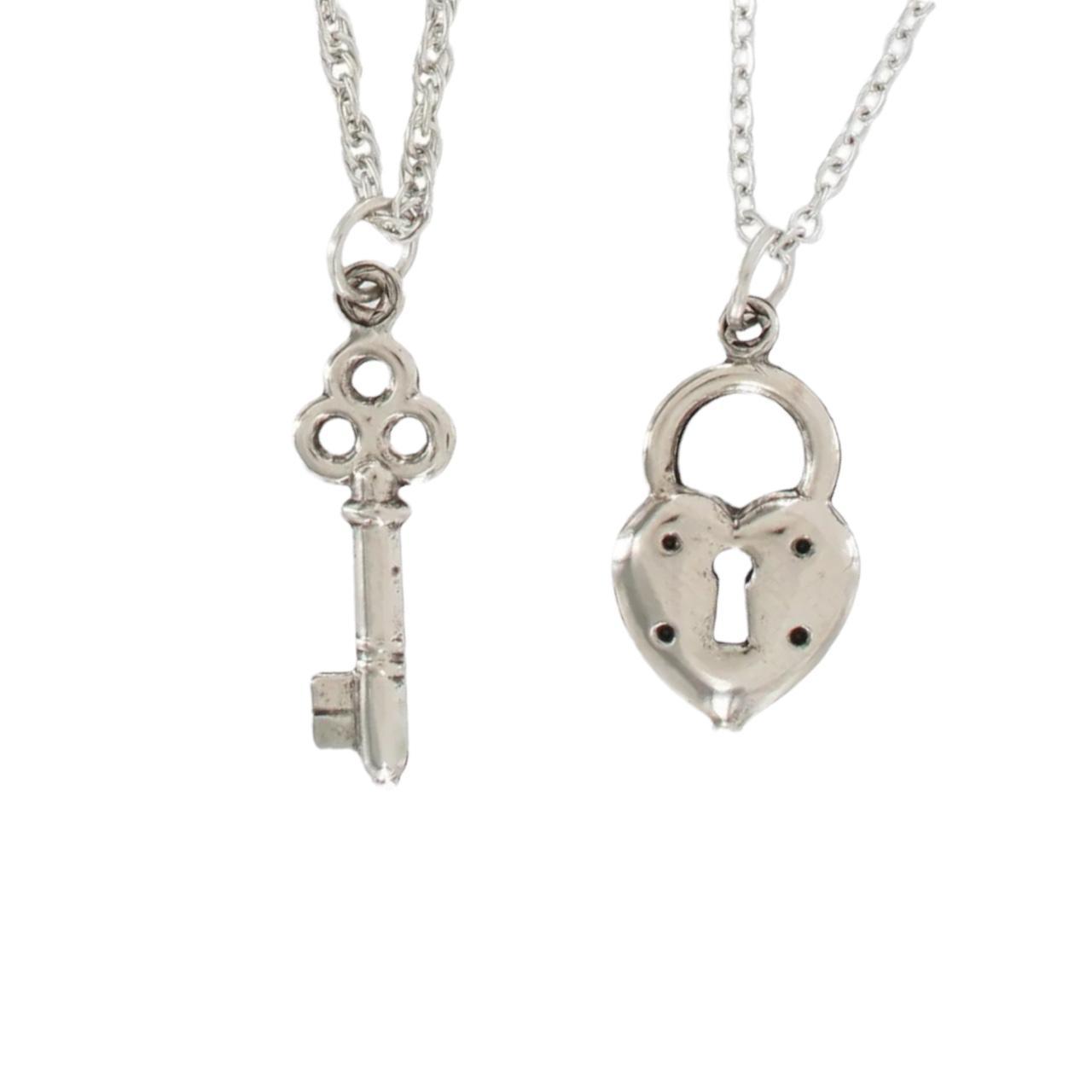 vintage heart lock & key necklace set 🗝🖤 18” and 20”... - Depop