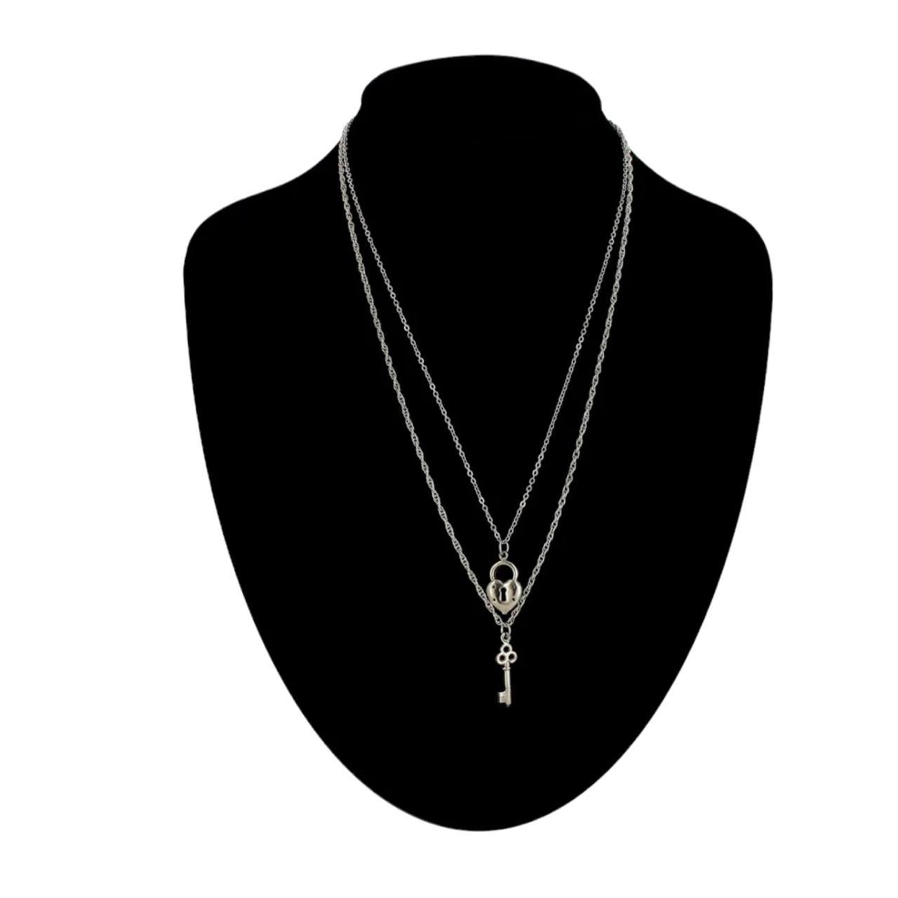 vintage heart lock & key necklace set 🗝🖤 18” and 20”... - Depop
