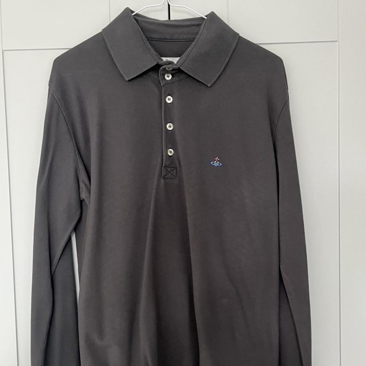 Mens Vivienne Westwood long sleeved grey polo shirt.... - Depop