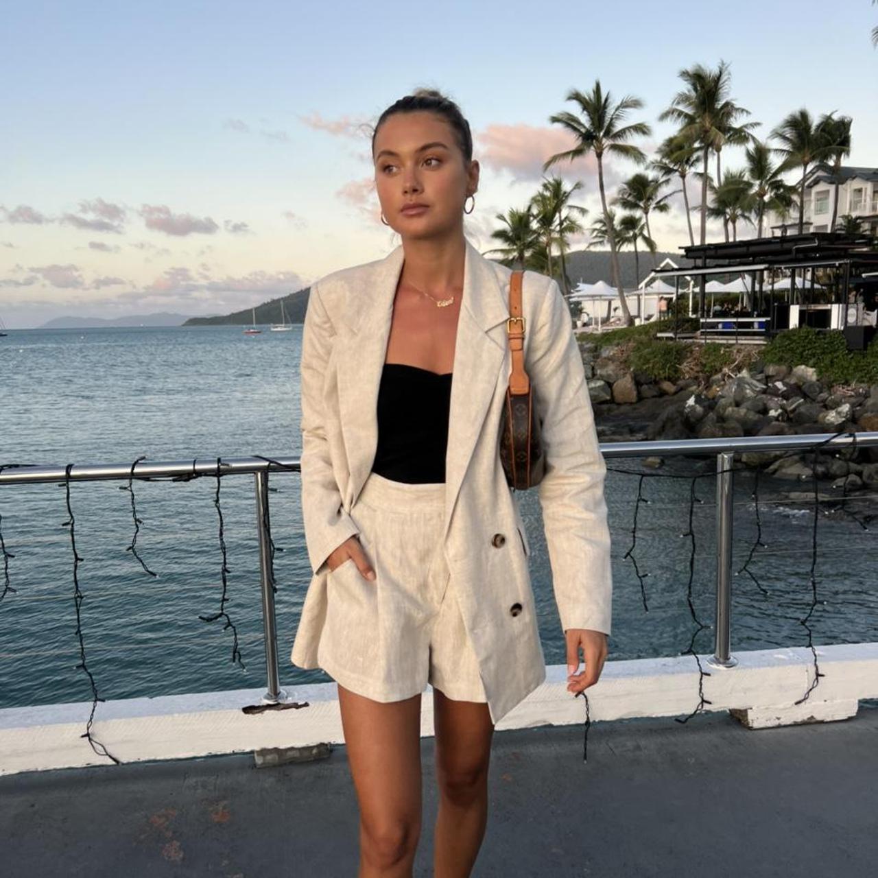 Shona Joy Linen Suit Set Worn Once Size 8 Shorts Depop