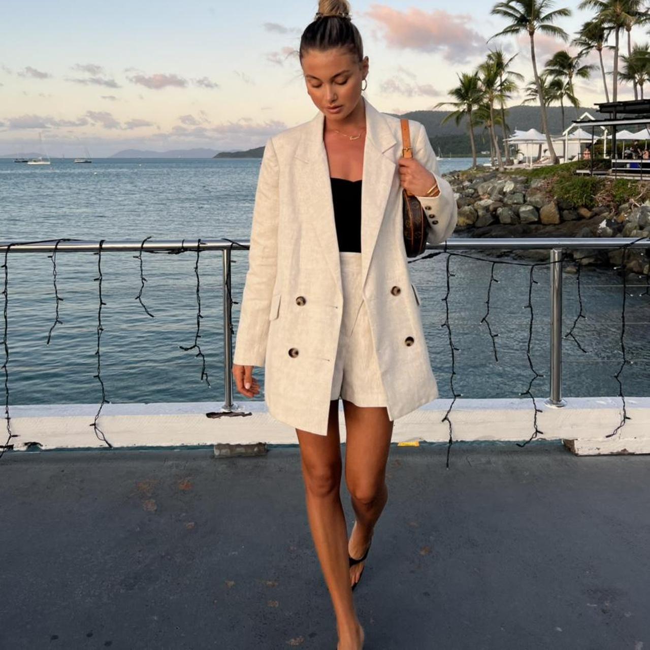 Shona Joy Linen Suit Set Worn Once Size 8 Shorts Depop