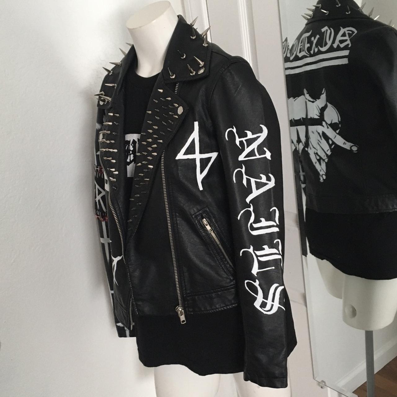DIY Faux Leather Hardcore Punk Jacket Brand -... - Depop