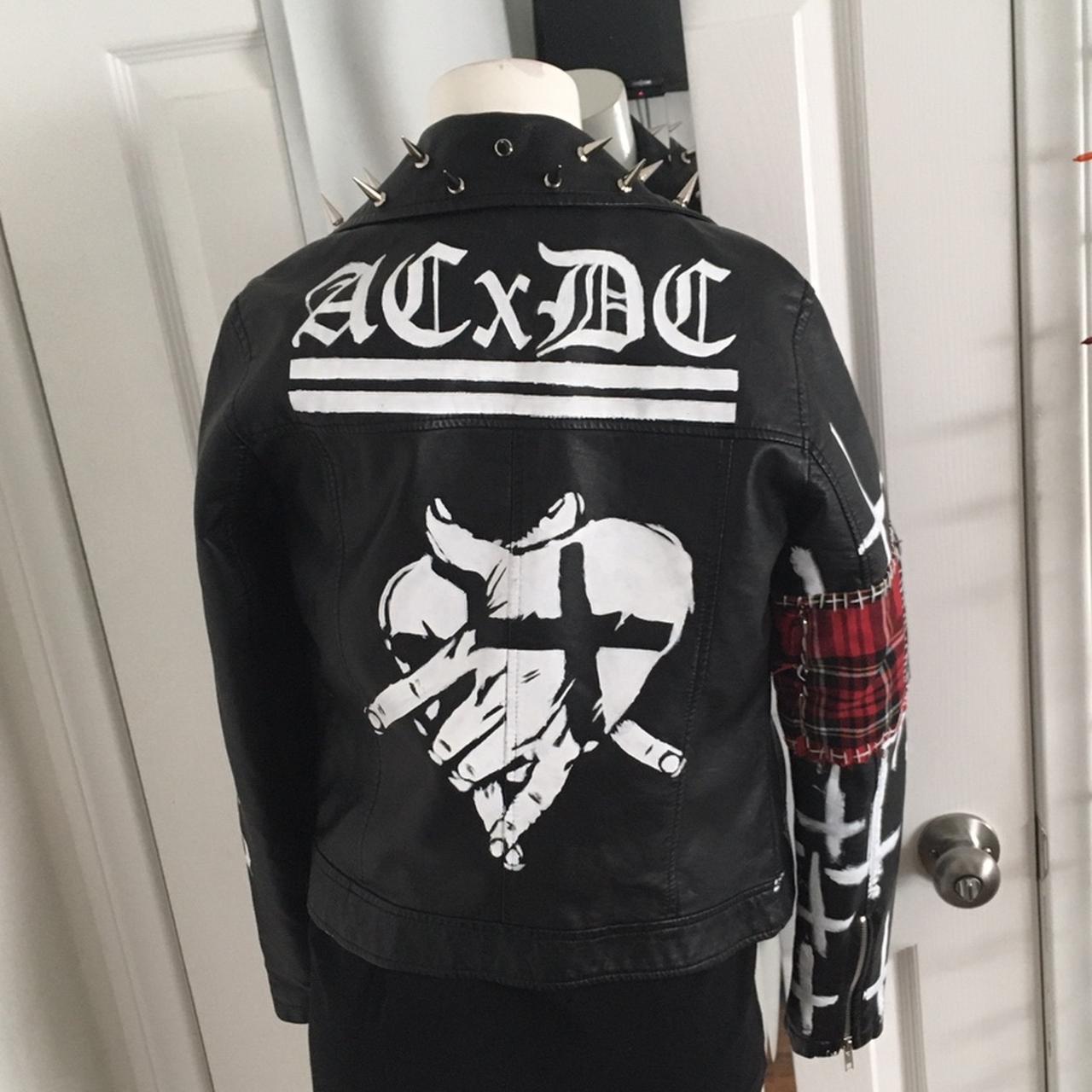 DIY Faux Leather Hardcore Punk Jacket Brand -... - Depop