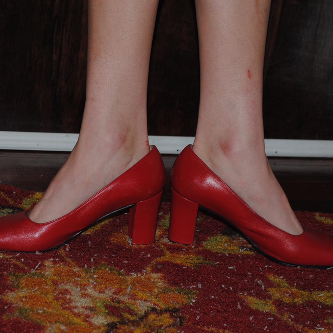 Vintage red leather heels. #50s #60s #vintage... - Depop