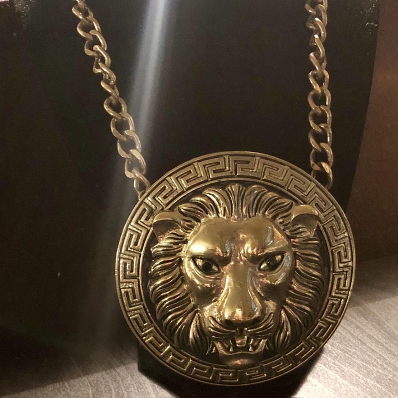 GO JANE Gold Tone Greek Key Medallion Necklace Has... - Depop