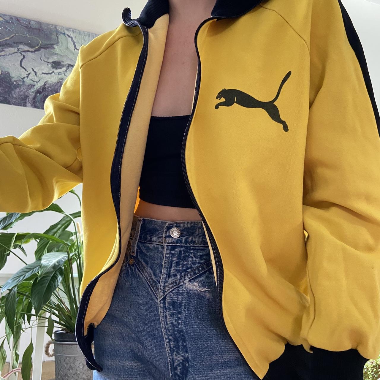 Vintage 90s Puma Zip Up 💛 Bright yellow puma jacket... - Depop