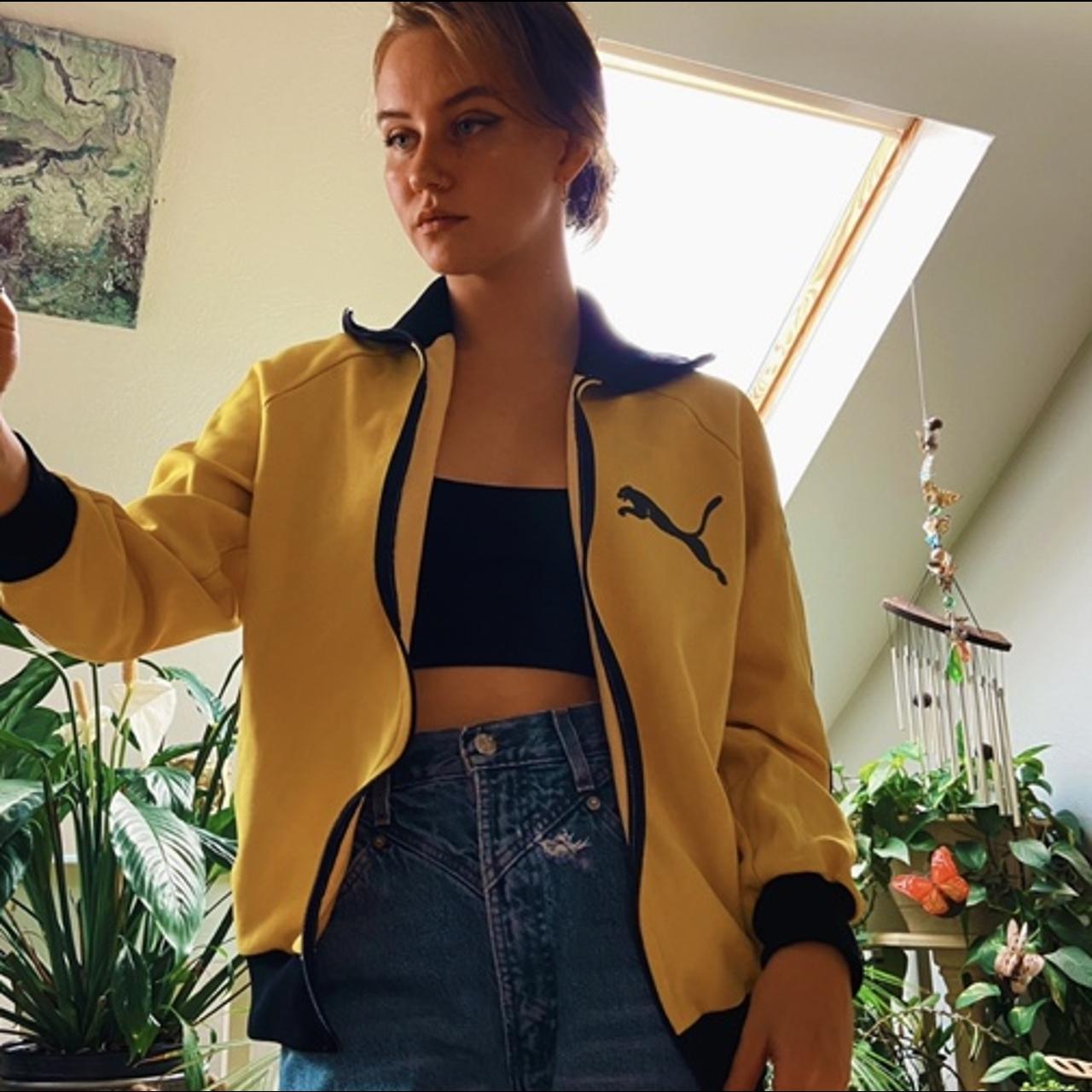 Vintage 90s Puma Zip Up 💛 Bright yellow puma jacket... - Depop