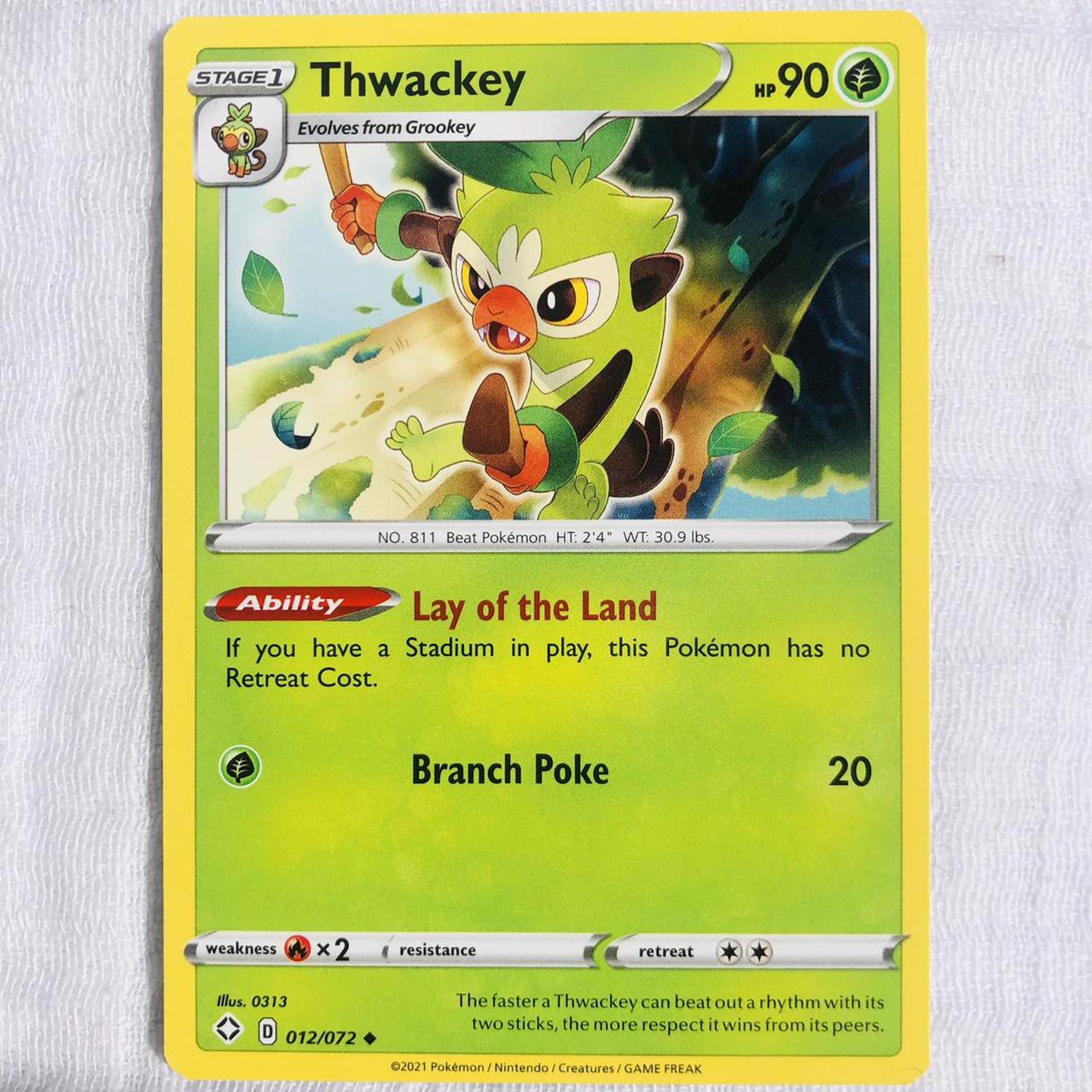 Thwackey 012/072 Pokemon TCG Sword and Shield... - Depop