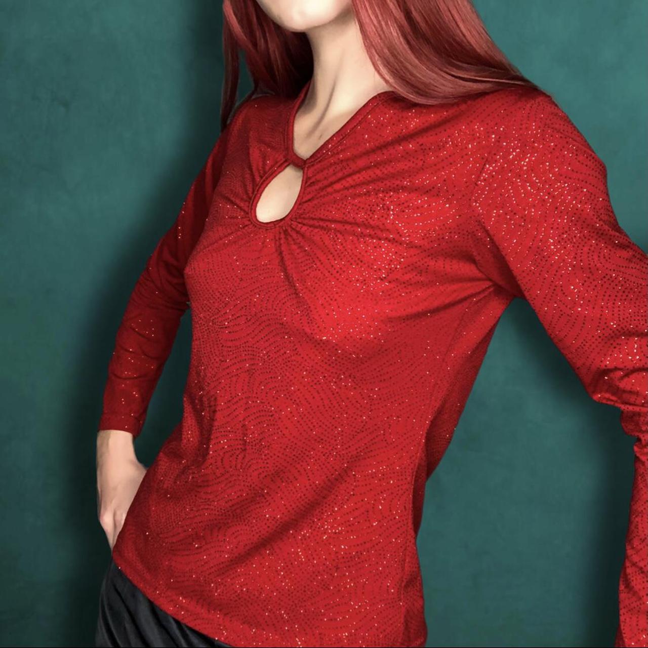 90s Red Disco Longsleeve Top Brand: ACW... - Depop