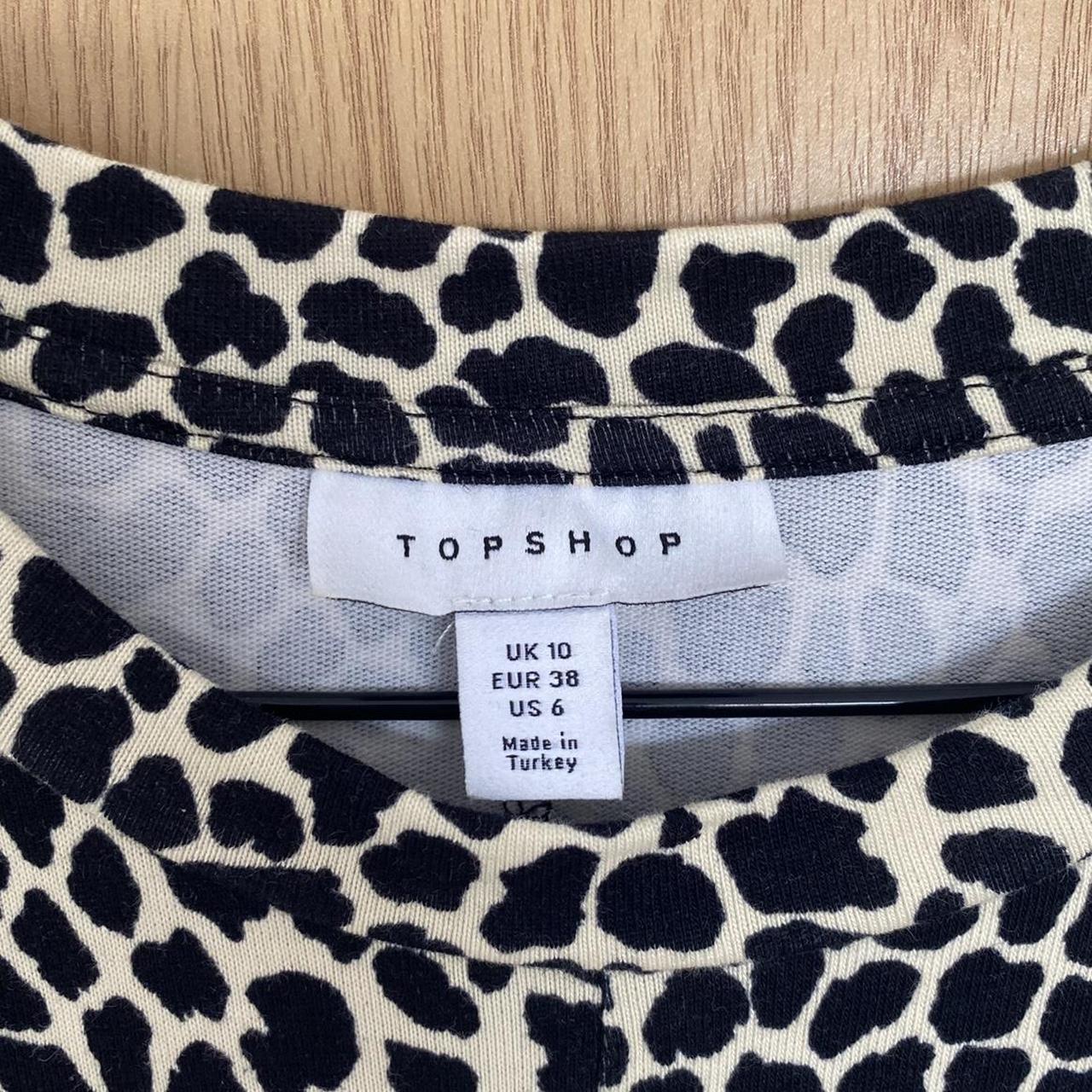 topshop animal print puff-sleeve mini dress, size... - Depop
