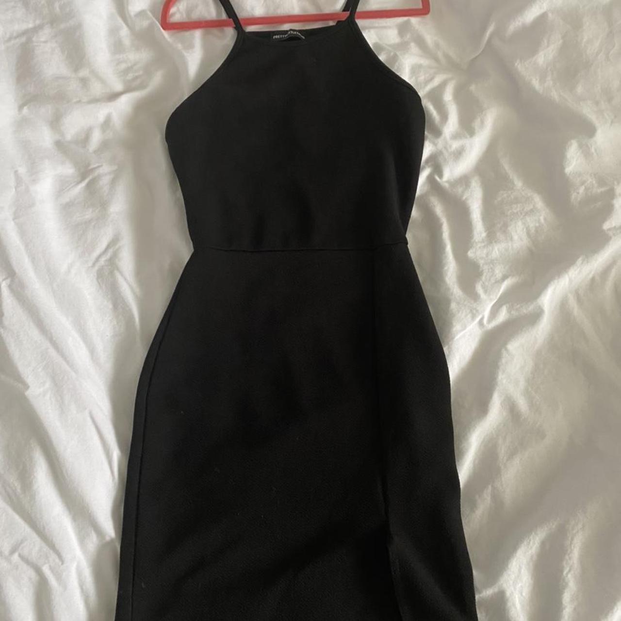 Black split leg dress from pretty little thing size... - Depop