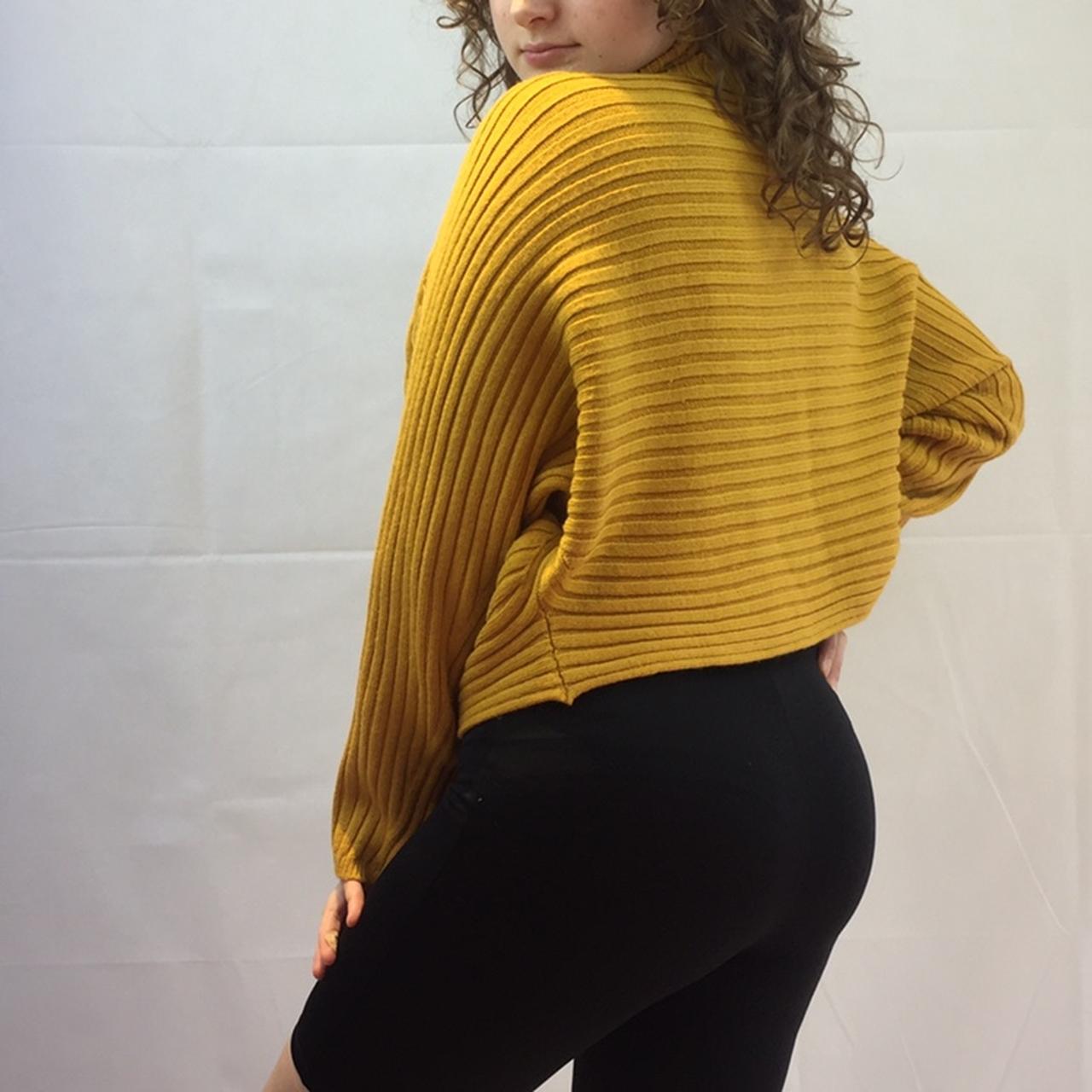 Yellow Cropped Jumper Knit mustard yellow sweater.... - Depop